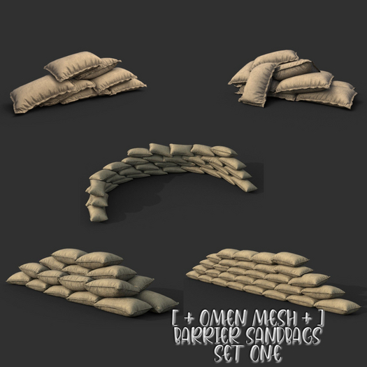 Second Life Marketplace - [ + OMEN MESH + ] BARRIER SANDBAGS SET A